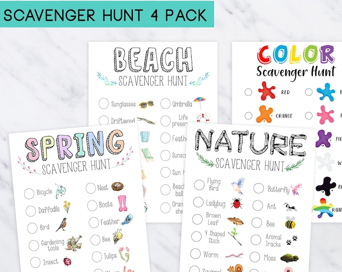 Scavenger Hunt Pack for Spring and Summer Kid Vacation Activity Outdoor ...