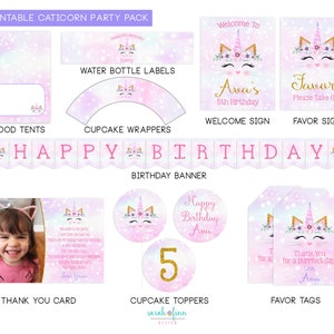 Caticorn Birthday Printable Party Pack Cat Unicorn Cats Birthday Party ...