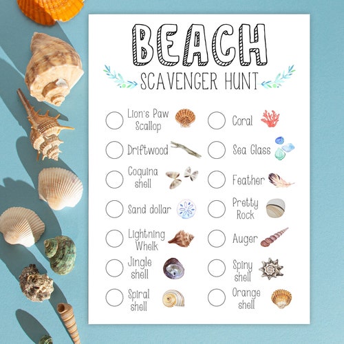 Beach Day Scavenger Hunt for Kids-instant DOWNLOAD - Etsy