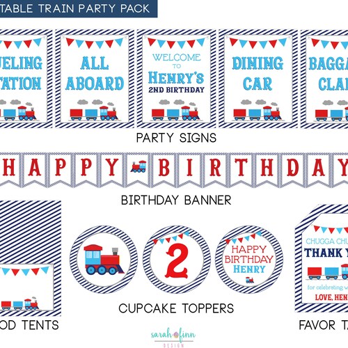 Vintage Train Party Signs Printable Choo Choo Birthday - Etsy
