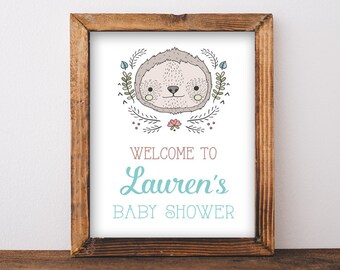 Sloth Baby Shower Welcome Signs - Etsy