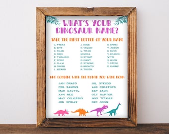 What's Your Dinosaur Name Printable Sign Instant Download | Etsy