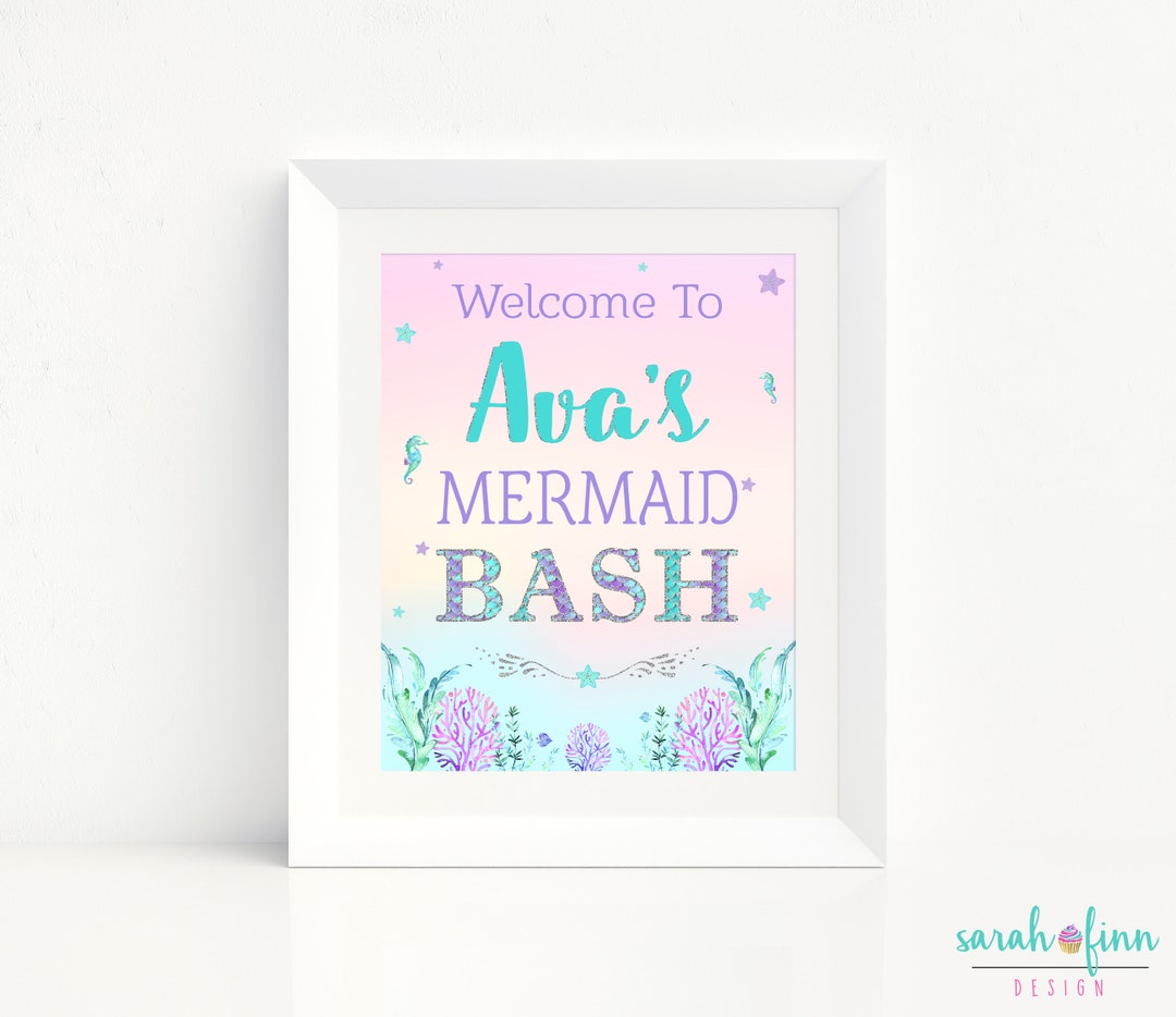 Mermaid Welcome Sign Under the Sea Birthday Mermaid Party Decor ...