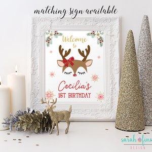 Reindeer Happy Birthday Banner Printable Girl Deer Instant Download ...