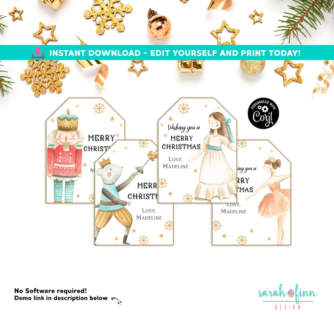 Nutcracker Gift Tags Editable Printable Christmas Gift Tags Sugar Plum ...