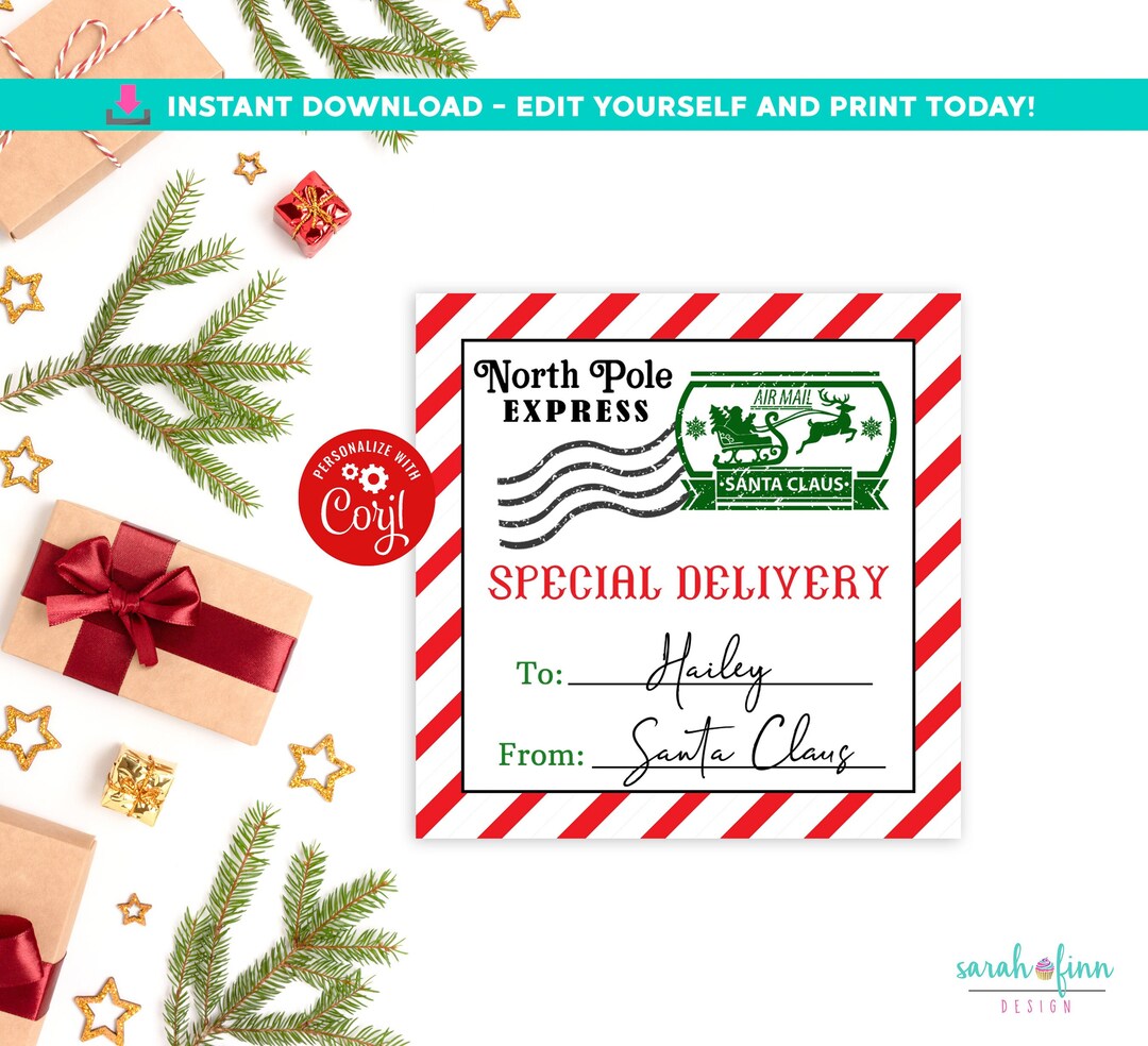 Elf On The Shelf Arrival Box Editable Elf Express Label, Elf Mail ...