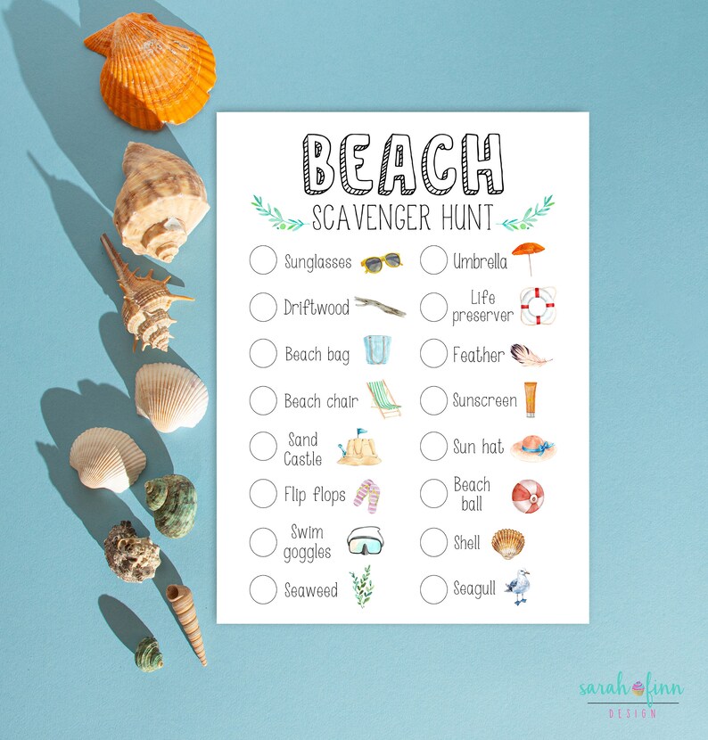 Beach Scavenger Hunt Vacation Scavenger Hunt for Kids Beach Activity ...