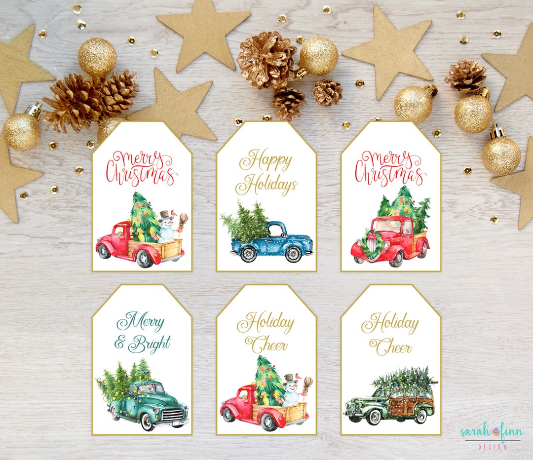 Christmas Truck Gift Tags Vintage Holiday Trucks Cars Instant Download ...