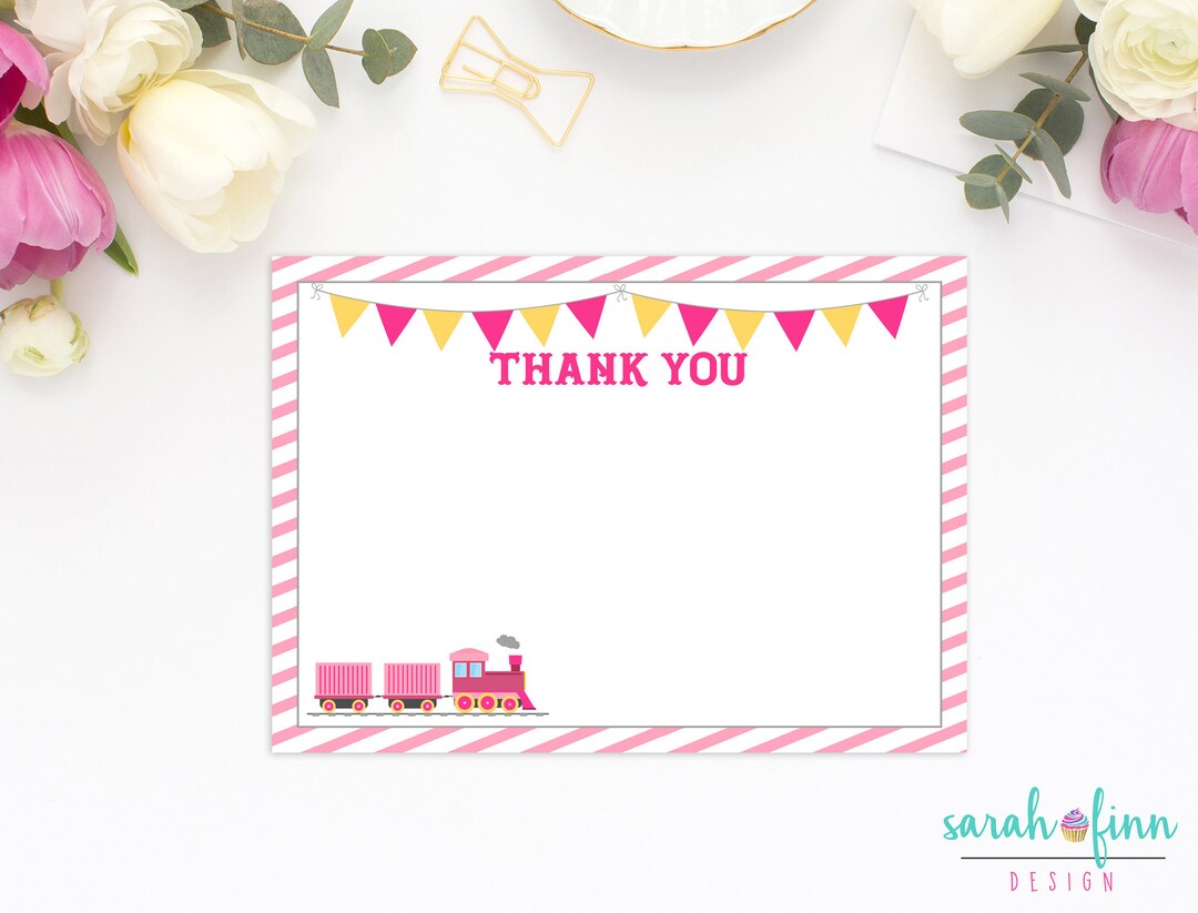 Train Printable Thank You Card Instant Download Train Birthday - Etsy