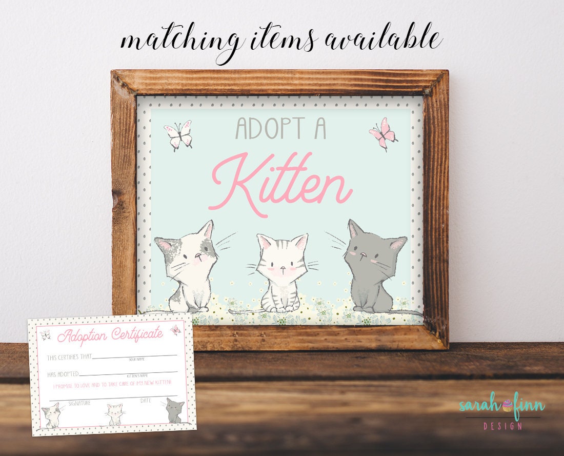 Kitten Birthday Party Signs Set Printable Kitty Cat Party Signs ...