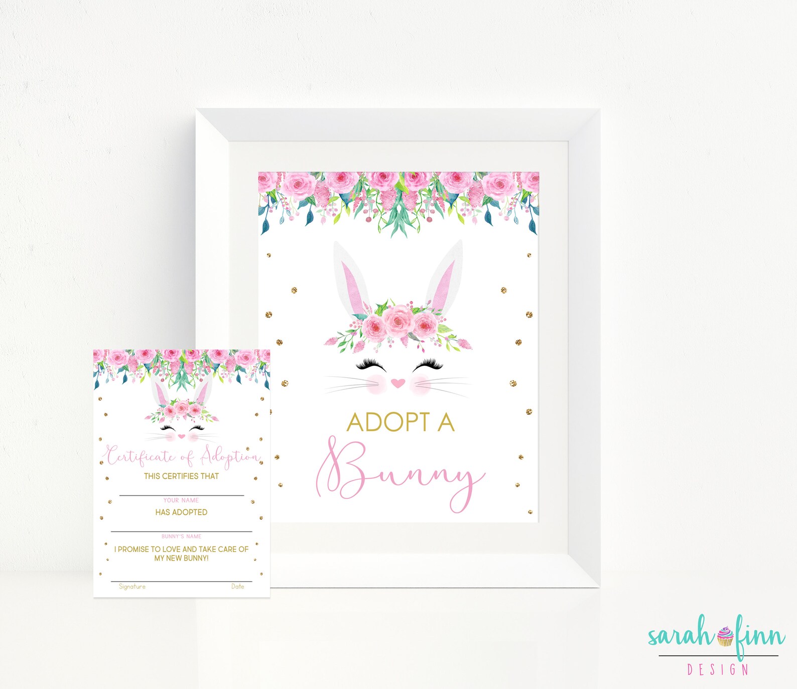 Adopt a Bunny Printable Sign and Certificate Blush Pink - Etsy