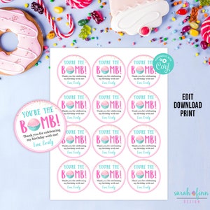 Bath Bomb Favor Tags Editable 2.5" Circle Bath Bomb Gift Tags Bath Bomb ...
