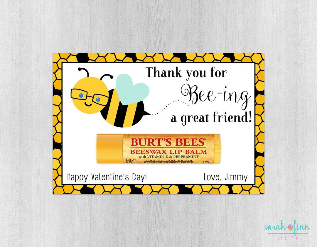 Bee Valentines Day Cards for Kids Lip Balm Valentine for School Bumble ...