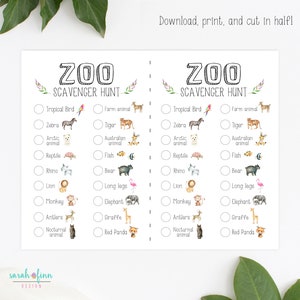 Zoo Scavenger Hunt School Field Trip Printable Kid Activity Scavenger ...