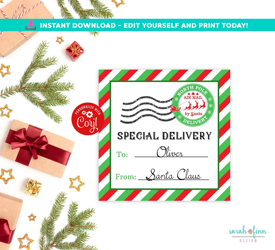 EDITABLE North Pole Gift Tag From Santa Christmas Tag Special Delivery ...