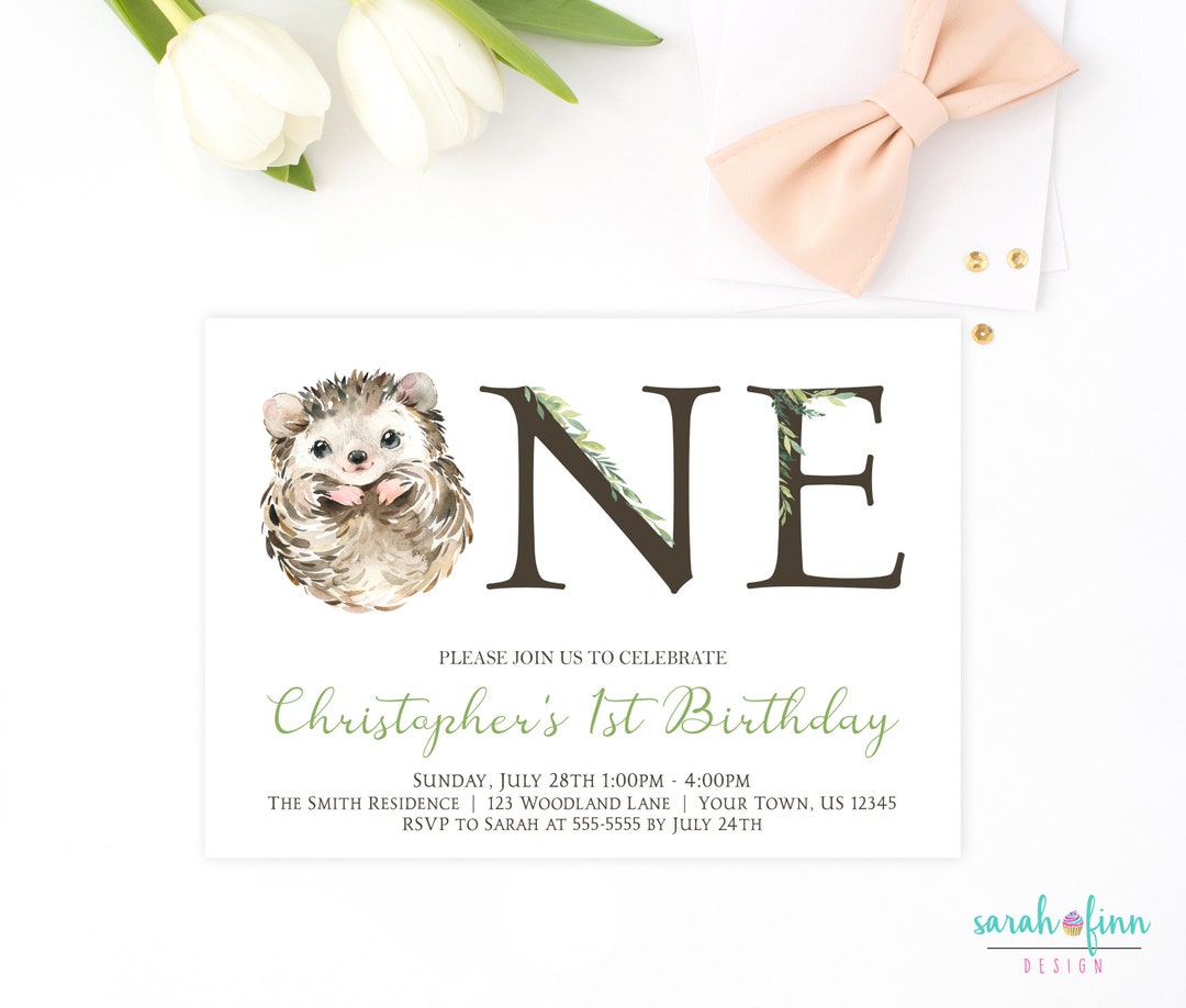 Hedgehog Invitation First Birthday Invitation 1st Birthday Invite ...