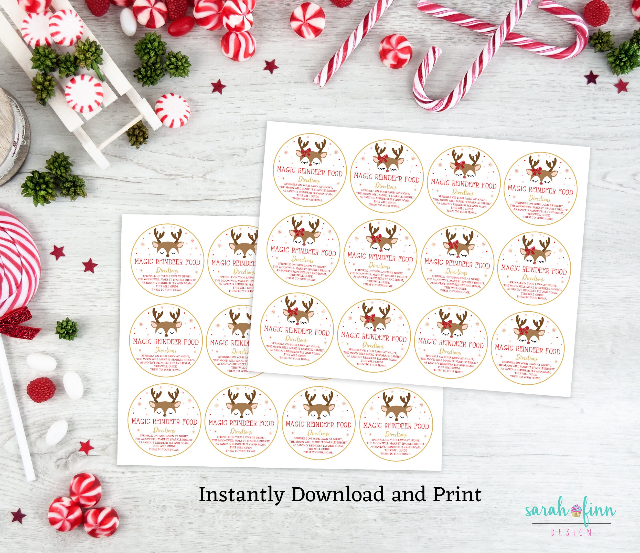 Magic Reindeer Food Tags Printable Birthday Party Game Kids Christmas ...