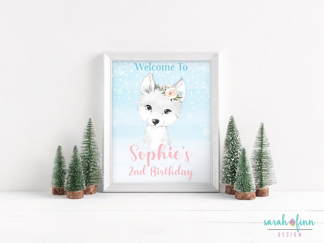 Arctic Fox Welcome Sign Printable Arctic Birthday Welcome Sign Winter ...