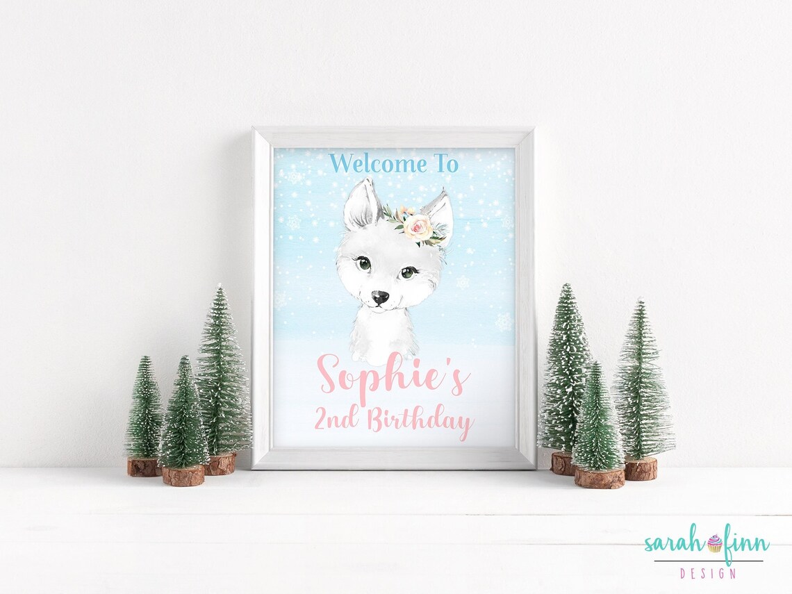 Arctic Fox Welcome Sign Printable Arctic Birthday Welcome Sign - Etsy