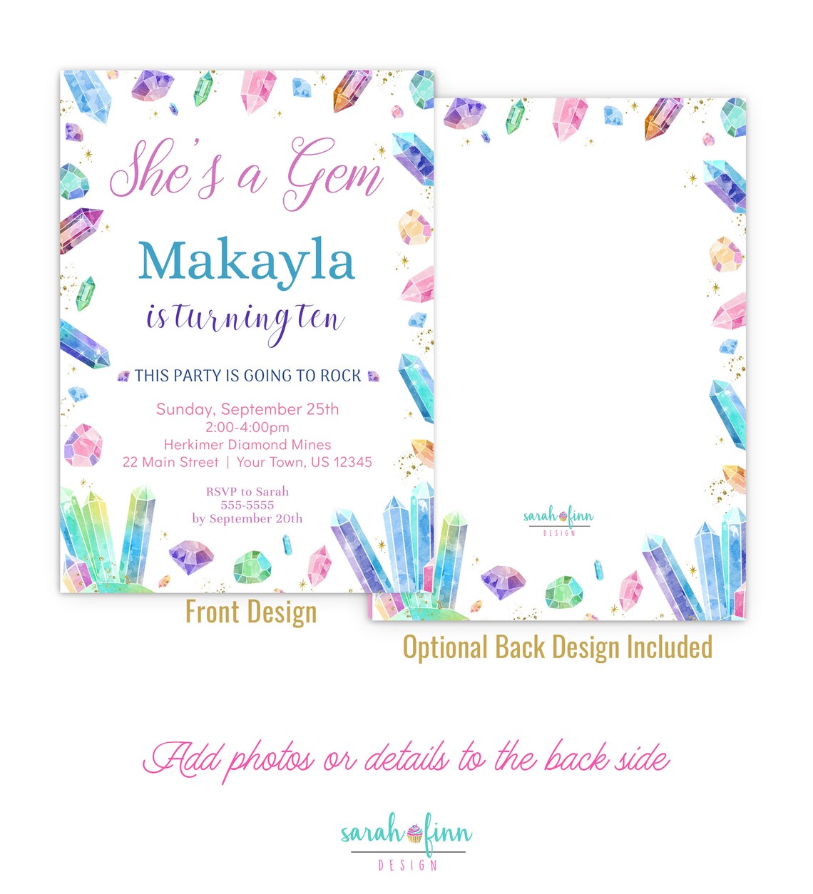 Editable Gem Birthday Invitation Gemstone Party Invite Jewel - Etsy