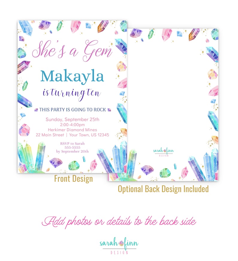 Editable Gem Birthday Invitation Gemstone Party Invite Jewel - Etsy