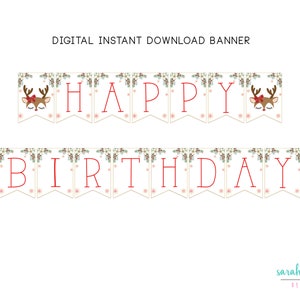 Reindeer Happy Birthday Banner Printable Girl Deer Instant Download ...