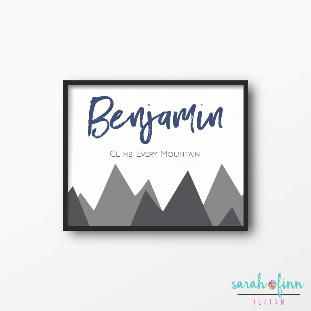 Mountain Nursery Decor Printable Personalized Name Gift for Boys Climb ...