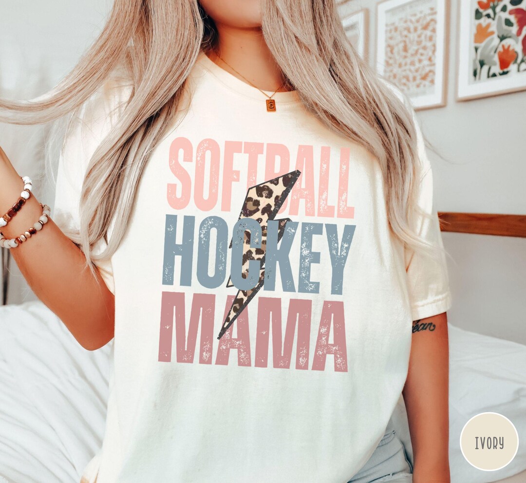 Softball and Hockey Mom Shirt Mama Leopard Mom of Both Comfort Colors ...