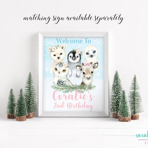 Arctic Animals Girl Happy Birthday Banner Printable Instant Download ...