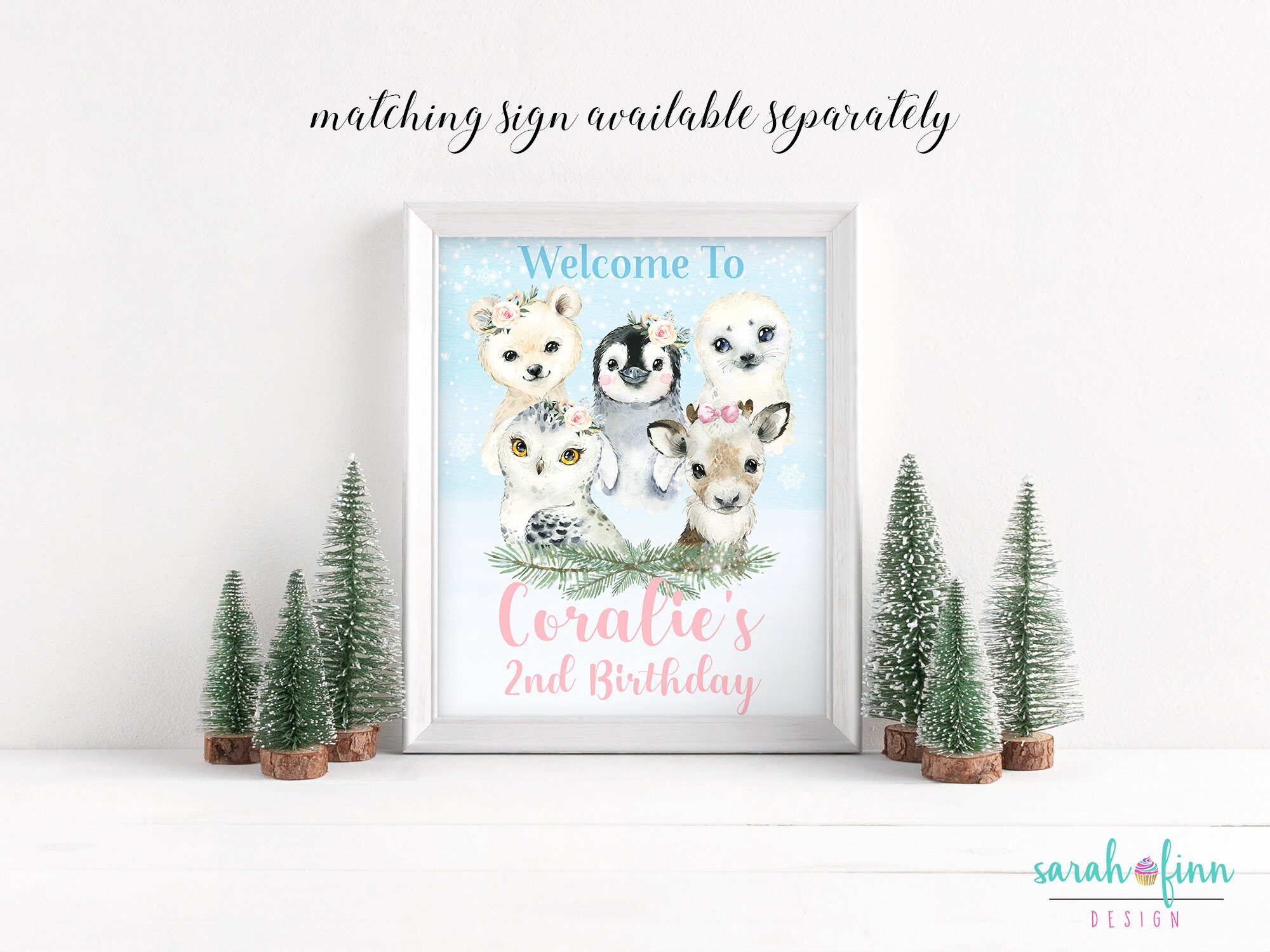 Arctic Animals Girl Happy Birthday Banner Printable Instant - Etsy