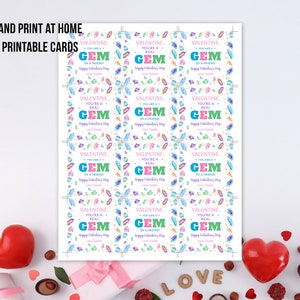 School Valentine Printable Ring Pop Gem Cards Classmate Valentine Tags ...