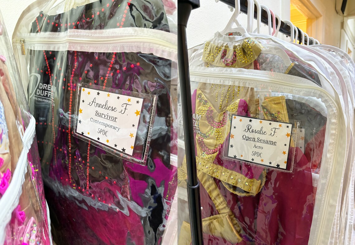 Dance Costume Cards Printable Garment Bag Labels for Dance Cheer ...