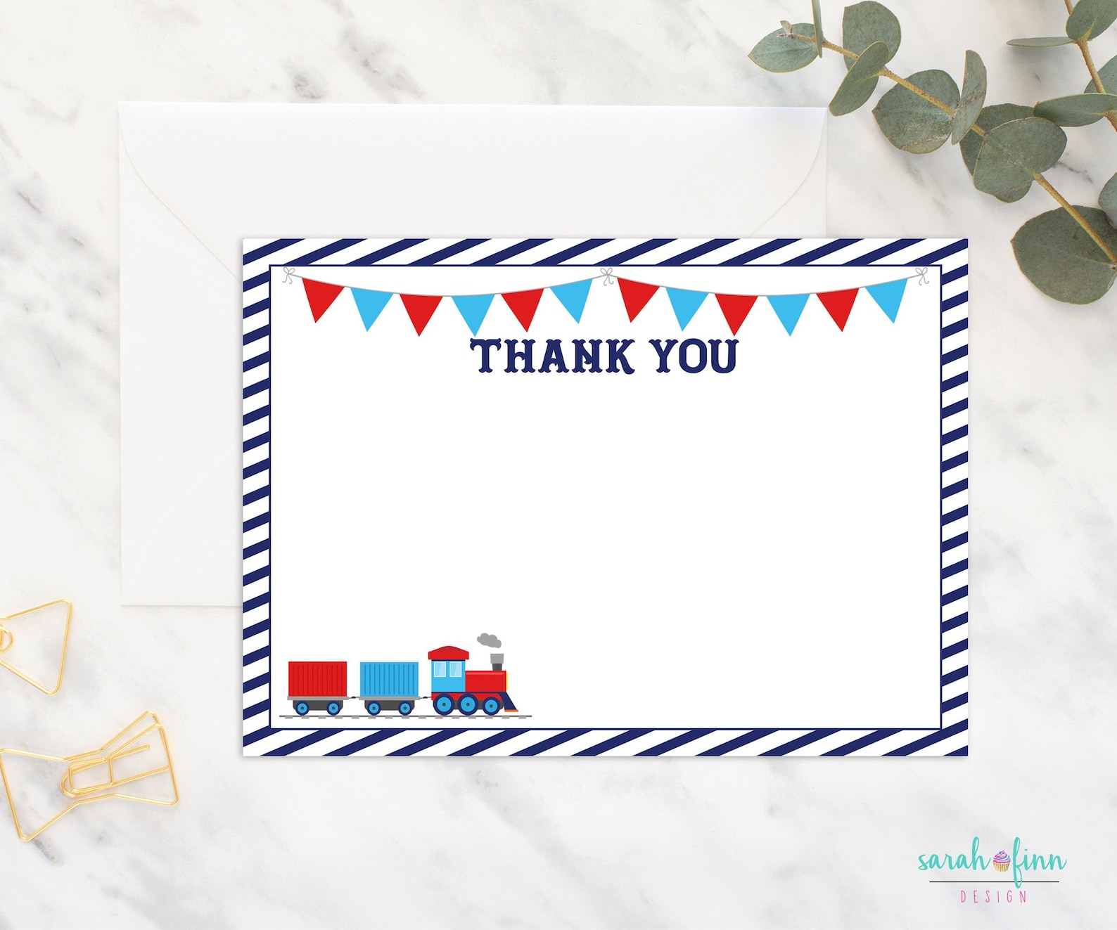 Train Printable Thank You Card Instant Download Train Birthday | Etsy