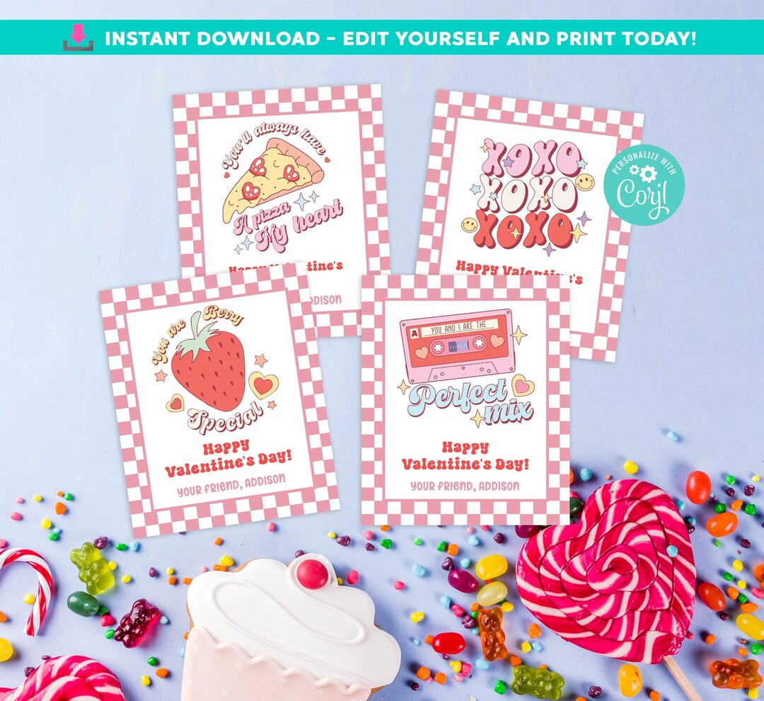 Groovy School Valentine Printable Groovy Cards Classroom Valentines ...