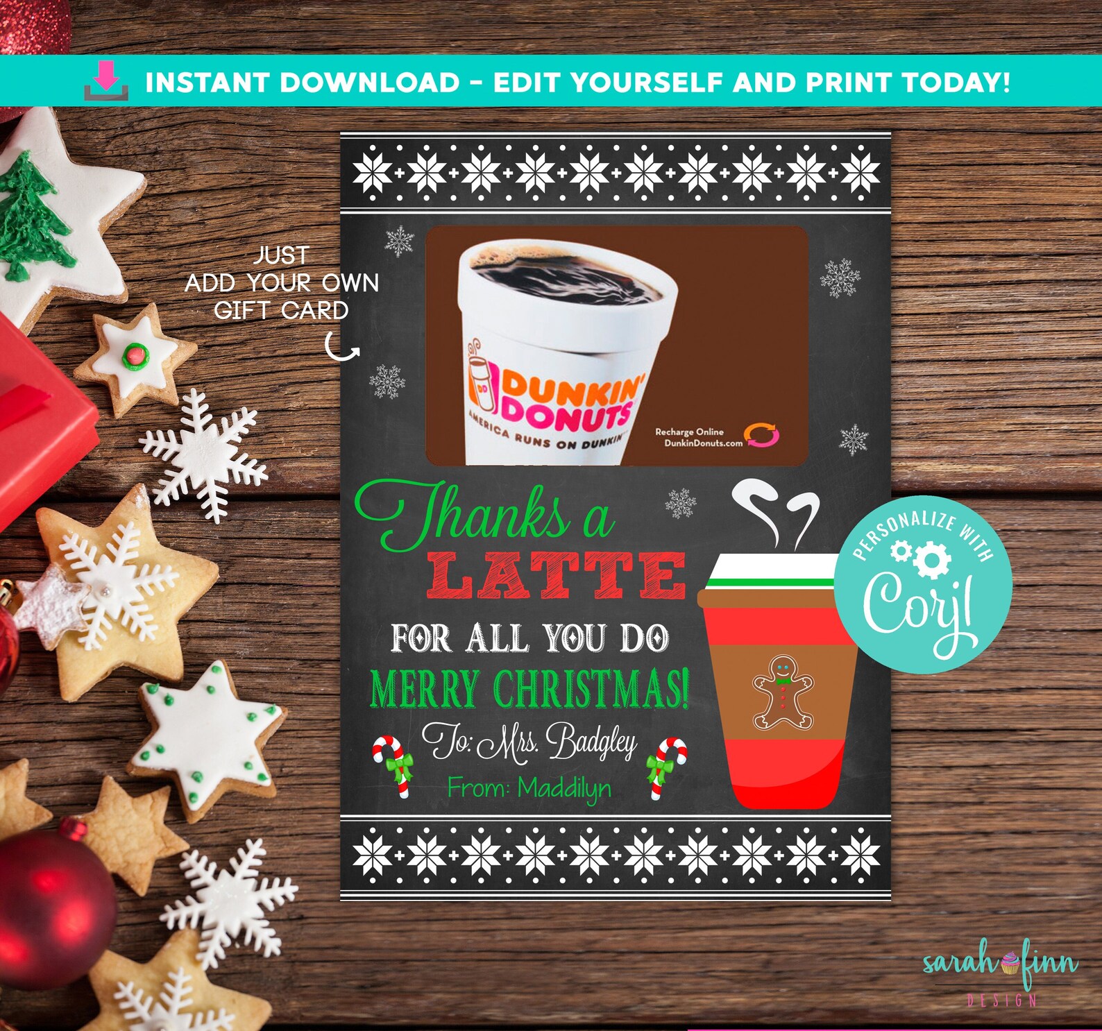 Thanks a Latte Teacher Gift Teacher Appreciation Christmas - Etsy