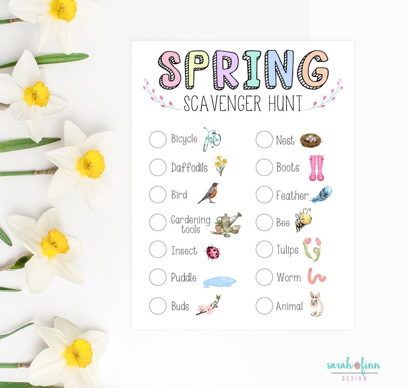 Spring Scavenger Hunt Easter Scavenger Hunt Printable Outdoor Nature ...