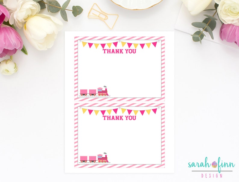 Train Printable Thank You Card Instant Download Train Birthday | Etsy