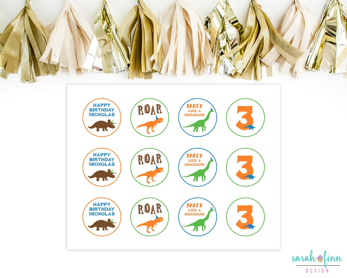 Dinosaur Cupcake Toppers Printable Birthday Cupcake Boy Dino - Etsy
