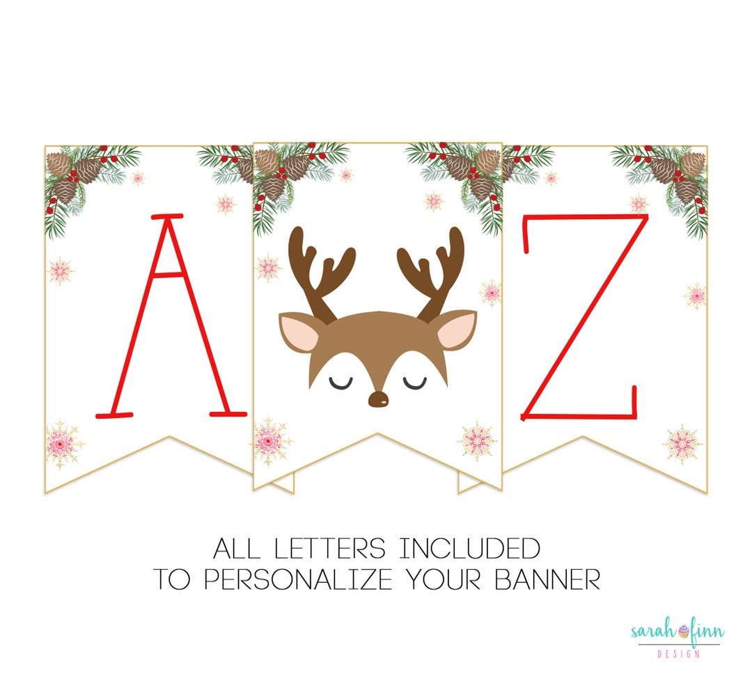 Reindeer Happy Birthday Banner Printable Boy Deer Instant Download ...