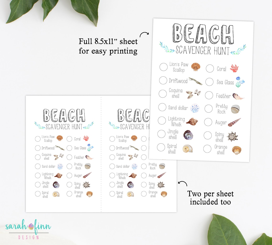 Beach Scavenger Hunt Sea Shell Scavenger Hunt for Kids Beach - Etsy