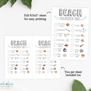 Beach Scavenger Hunt Sea Shell Scavenger Hunt for Kids Beach Activity ...