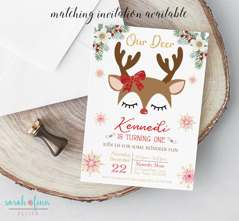Reindeer Happy Birthday Banner Printable Girl Deer Instant - Etsy