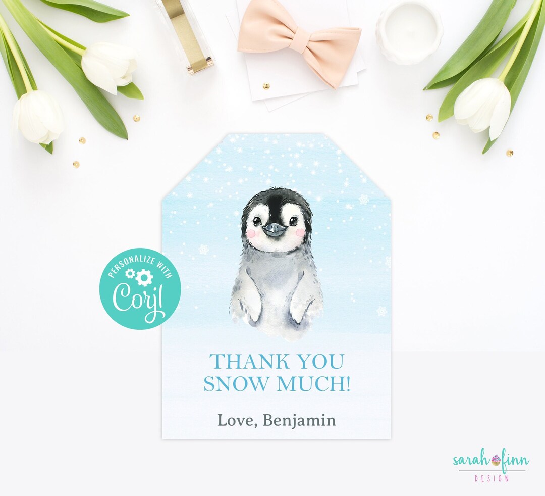 Penguin Favor Tags Arctic Party Thank You Tags Instant Download Edit ...
