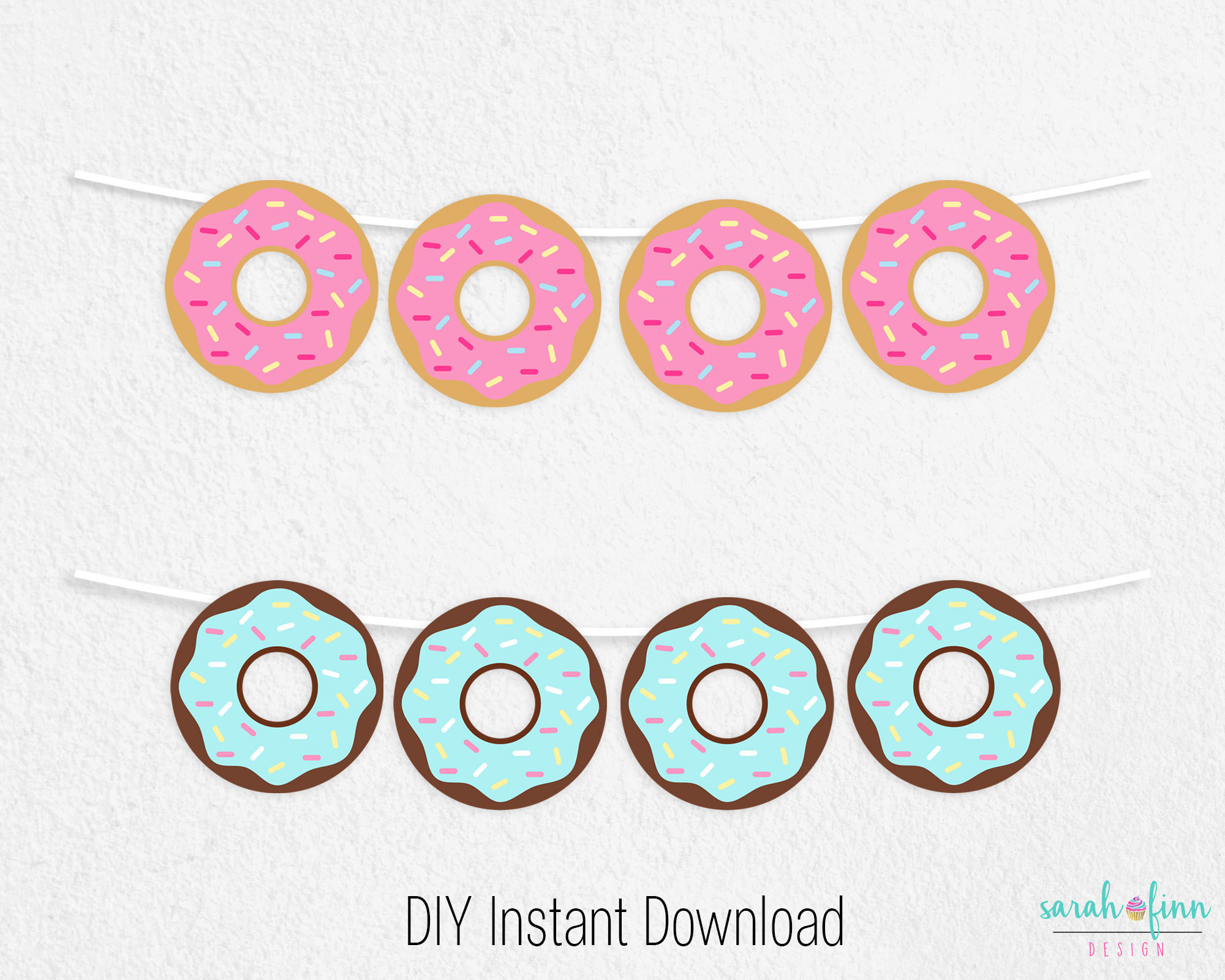 Donut Banner Garland Donut Decorations Instant Download Donut Decor ...