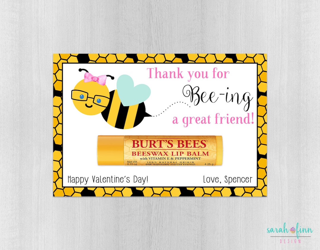 Bee Valentines Day Cards for Kids Lip Balm Valentine for School Bumble ...