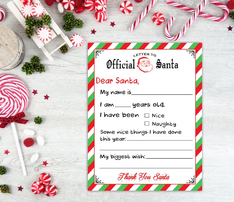 Letter to Santa Christmas Printable Santa Letter for Kids Boys - Etsy