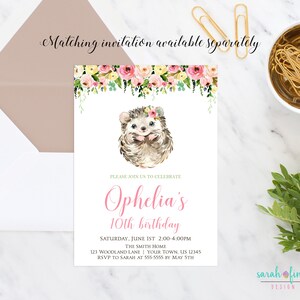 Hedgehog Happy Birthday Banner Printable Instant Download Girl Floral ...
