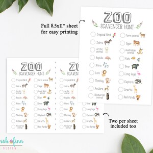 Zoo Scavenger Hunt School Field Trip Printable Kid Activity Scavenger ...