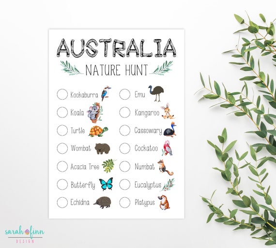 Australia Scavenger Hunt Australian Nature Hunt Printable | Etsy