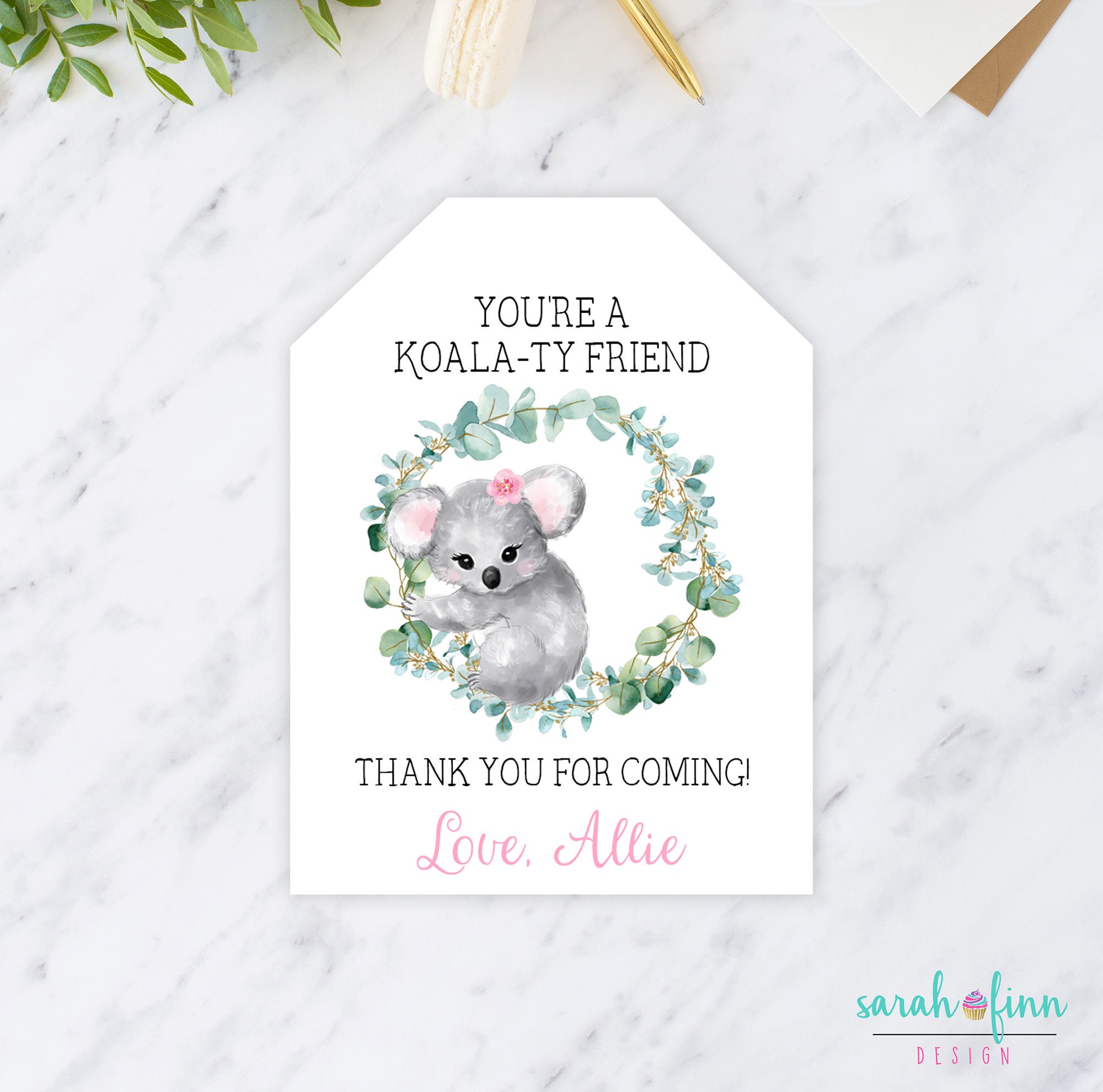 Koala Favor Tags Printable Koala Birthday Thank You Tags | Etsy